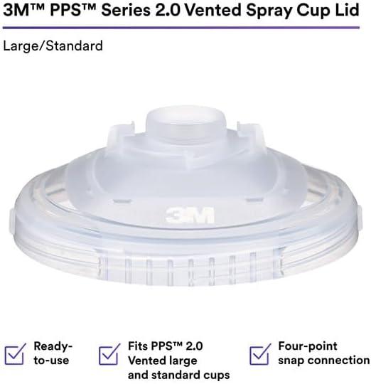 3M PPS Series 2.0 Vented Spray Cup Lids, 26265, for Large/Standard Size with 200 Micron Filters ...
