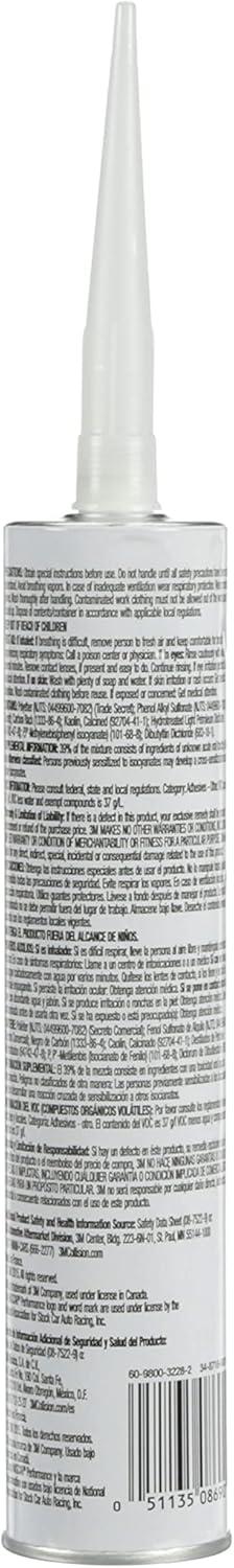 3M Fast Cure Auto Glass Urethane, 08690, 10.5 fl oz Cartridge , White ...