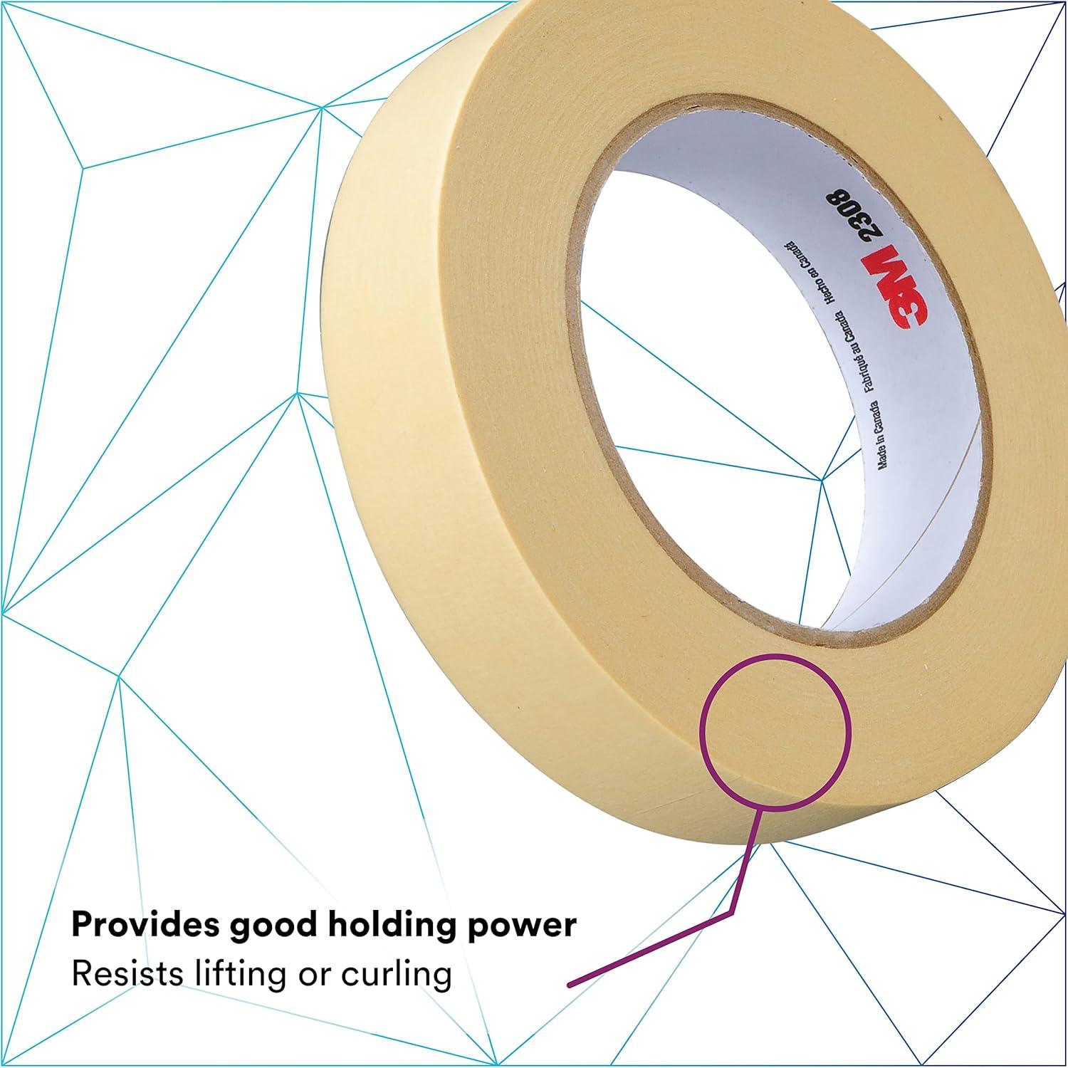 3M Masking Tape 2308, Tan Color, 18 mm x 55 m, 4.9 mil, 1 Roll - 3M ...